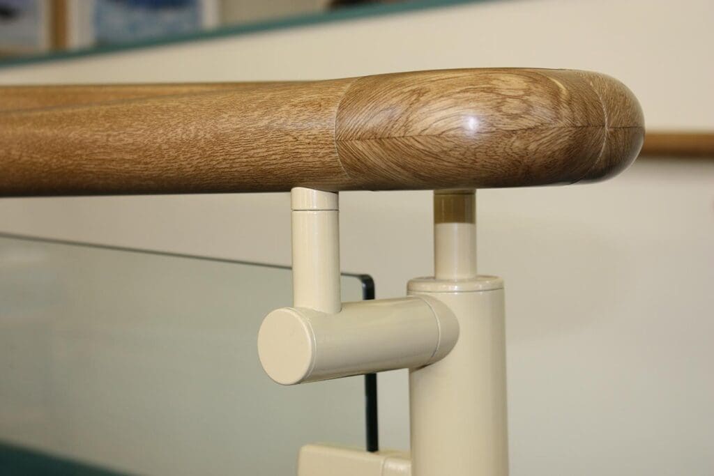 Powder Coated Handrail | Wood Effect Balustrade | neaco